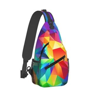 Generic Sacoche Port&eacute; &eacute;paule Rainbow g&eacute;om&eacute;trique L&eacute;ger Sling Bag Mode Sac DEpaule pour Randonn&eacute;e Homme Voyage