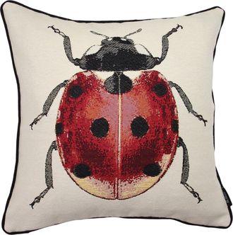 McAlister Textiles Bugs Life | Kissenbezug für Sofakissen mit gesticktem Marienkäfer-Motiv | 43 x 43cm | gewebtes Tiermotiv | Deko Kissenhülle für Zierkissen, Sofa, Bett