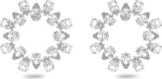 Swarovski Matrix Ohrringe, Rhodinierte Kreolen mit Strahlenden Swarovski Kristallen