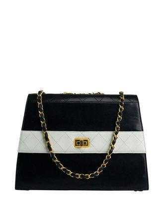 Chanel sac porté épaule matelassé à losanges (1989) - Noir