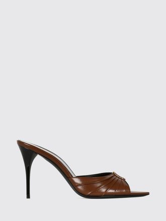 Saint Laurent Mules Babylone en cuir avec talon et monogramme YSL