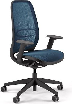 Sedus se:air Ergonomischer Drehstuhl, B&uuml;rostuhl, Kunststoff mit Rezyklat-Anteil, 100% Recyclingf&auml;hig, Blau,Schwarz, 42-55cm, bis 130kg Belastbar
