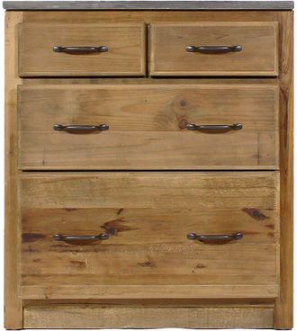 Made In Meubles Made In Meubles - Meuble bas de cuisine 4 tiroirs en bois recycl&eacute; et m&eacute;tal - Dimensions 86x75x60cm - Style champ&ecirc;tre unique - Rangement pratique