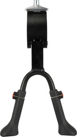 Fischer Zweibeinständer plus Lenkungsdämpfer, Fahrradständer passend für Fahrräder von 24-28 Zoll, höhenverstellbar, aus Aluminium, Tragkraft 30kg, schwarz