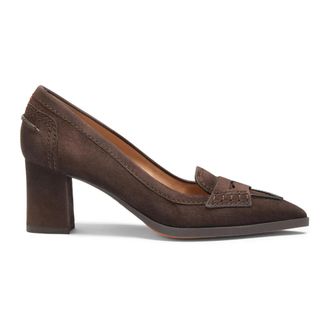 Santoni Mocassin mi-talon en daim - Femme - Chaussures - Brun - Taille: 38 EU