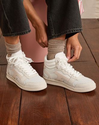 Faguo Baskets montantes blanches & beiges cuir