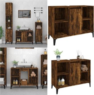 vidaXL Waschbeckenunterschrank R&auml;uchereiche 80x33x60 cm Holzwerkstoff - Badezimmerm&ouml;bel - Waschbeckenunterschrank - Holzschrank - Spiegelschrank