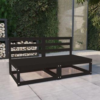 vidaXL Gartensofa 2-Sitzer Schwarz Massivholz Kiefer Vidaxl