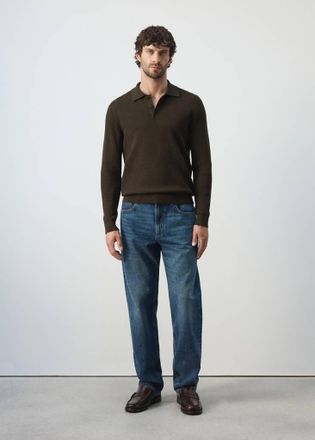 Mango Polo m&eacute;lange coton maille fine marron - Homme - XXL - MANGO MAN