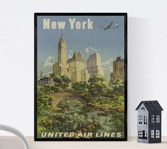 Nacnic Vintage Poster Vintage Poster Amerika. New York. A3 Größe