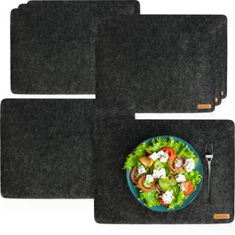 Com-Four 8X Platzset abwischbar aus Filz - 44 x 32 cm Platzmatte - hitzebeständiges Tischset für 8 Personen - extra Dicke, rutschfeste Platzdeckchen, Filzunter