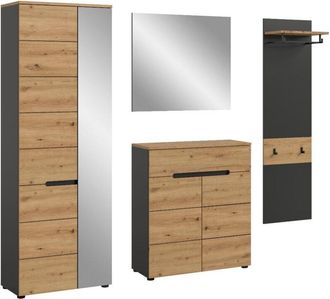 ebuy24 Canu Garderobenm&ouml;bel Set C23 Eiche Dekor, grau