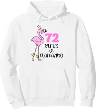 BDAZ 72 Years of Flamazing Flamingo Design Beach 72nd Birthday Pullover Hoodie