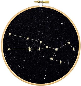 Renna Deluxe STIER Sternzeichen Gold Druck Bild im Stickrahmen Wandbild Wanddekoration Kunstdruck (Stier)