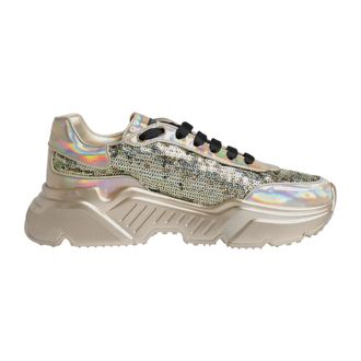 Dolce & Gabbana Iridescent Sequin Low-Top Sneakers mit Gummisohle - - Shoes - Herren - Gelb - 42 EU