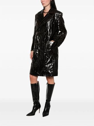 Junya Watanabe Croc-Effect Polyurethane Coat - Brown