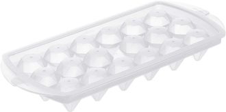 Rotho Diamond Eisw&uuml;rfelform f&uuml;r 18 Eisw&uuml;rfel in Diamantenform mit Deckel, Kunststoff (PP) BPA-frei, transparent, 23,6 x 12,2 x 3,5 cm