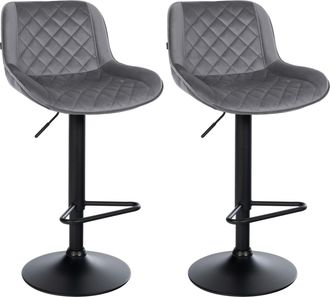 Clp Barhocker 2er Set, Barstuhl Kasson höhenverstellbar und drehbar mit Rückenlehne, modern mit Fußablage und gepolsterter Sitz, Farbe:dunkelgrau, Materia