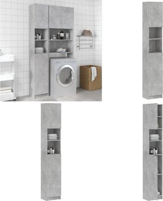 vidaXL Vidaxl - Badezimmerschrank Betongrau 32x25,5x190 cm Holzwerkstoff - Badezimmermöbel - Holzschränke - Beton Grau - Schreibtisch - Aufbewahrungsregale
