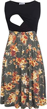 Smallshow Robe dallaitement de Maternité sans Manches en Patchwork pour Femmes avec Poches SVP089 X-Large