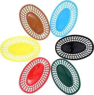 Cabilock Körbchen Lebensmittelkörbe, 6 Stück Wiederverwendbar Oval Plastik Servierplatte Snackteller, für Pommes Frites Garnelen Zwiebelringen Obst Party Pickn