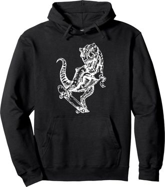 Seembo Dinosaurier-Skater-Skateboarding, lustiges Tier-Skateboard Pullover Hoodie