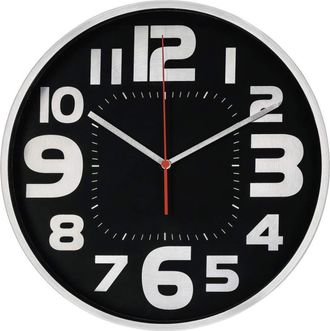 Hama Wanduhr ohne Tickgeräusche (große geräuschlose Küchenuhr, Moderne Wohnzimmeruhr, analoge Quartz Uhr inkl. Batterie) Silber/schwarz