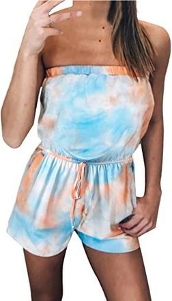 Generic Combinaison de plage pour femme - Short sans bretelles - Combishort d&eacute;t&eacute; pour femme - Taille 42 - Combinaison bandeau taille 46 - Combinaisons avec po