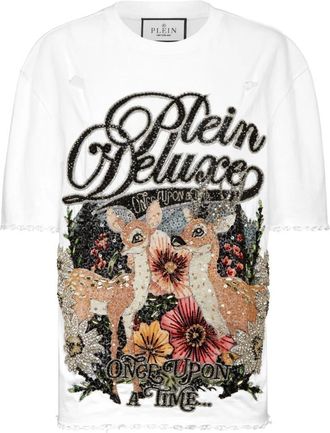 Philipp Plein Femme, Tops, Blanc, Taille: 38 FR T-Shirt Man Fit