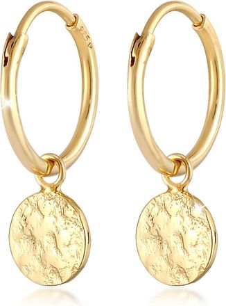 Elli Ohrringe Damen Creolen Plättchen Coin Anhänger Organic in 925 Sterling Silber
