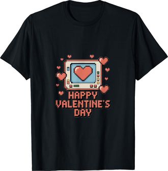 Mapanoli Design Happy Valentines Day Pixel Gamer Heart T-Shirt