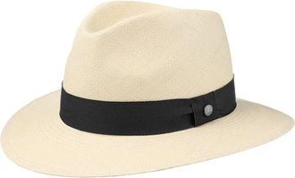 Lierys The Sophisticated Panamahut Damen Herren Handmade in Ecuador Panamastrohhut Strohhut Sommer mit Ripsband Natur-schwarz XXL (63-64 cm)