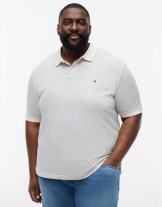 Tommy Hilfiger Plus - Polo coupe classique &agrave; imprim&eacute; g&eacute;om&eacute;trique - Beige-Jaune