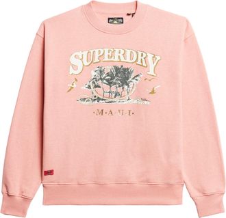 Superdry Damen Locker geschnittenes Travel Souvenir Sweatshirt Pfirsich Pink Meliert 42