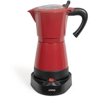 Livoo Cafeti&egrave;re italienne &eacute;lectrique LIVOO DOD117RC Coloris Rouge - 300ml, 6 tasses, 480W