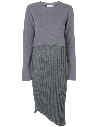 J.W.Anderson robe pliss&eacute;e &agrave; design superpos&eacute; - Gris