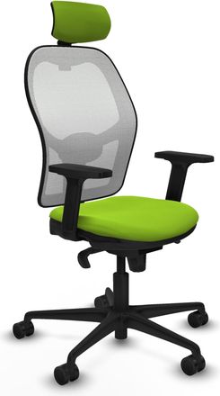 Piqueras y Crespo B&uuml;rostuhl aus Kunstleder mit 2D-Armlehnen, h&ouml;henverstellbare Lendenwirbelst&uuml;tze und Kopfteil, h&ouml;henverstellbar und neigbar, Wei&szlig;/Pistazie