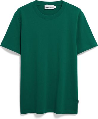 Armedangels Herren Heavyweight T-Shirt aus recyceltem Baumwoll Mix MAARKOS Relaxed Fit Emerald Green