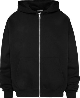 Harlem Soul Herren/Damen Zipper Hoodie Oversize BRU-NO | Kapuzenjacke mit Rei&szlig;verschluss Unisex Black XXXL