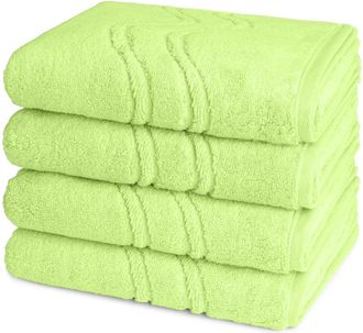 ROSS 4 teiliges Frottier-Set - Cashmere Feeling (4 X Handtuch im Set) - 520 g/m2 - Baumwolle - Walkfrottee - saugstark - weich und flauschig - Apfelgrün