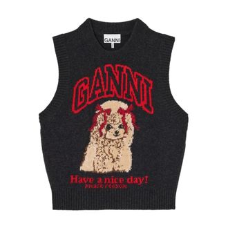 Ganni Grafikstrickweste - - Knitwear - Damen - Schwarzk - M