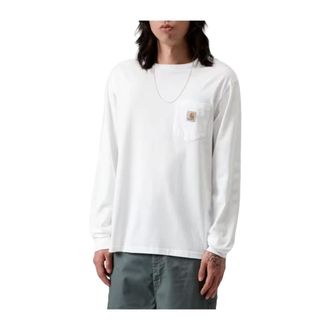 Carhartt Work in Progress Homme, Tops, Blanc, Taille: XS T-shirt Manches Longues &agrave; Poche