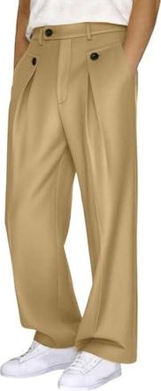 Generico Pantalon Streetwear pour homme &agrave; jambe large Y2K avec &eacute;lastique &agrave; la taille, adapt&eacute; pour le travail et les loisirs, pantalon pour homme taille haute a