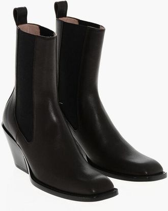 Khaite Leather AUSTIN Western Booties with Elastic Inserts 7cm size 36