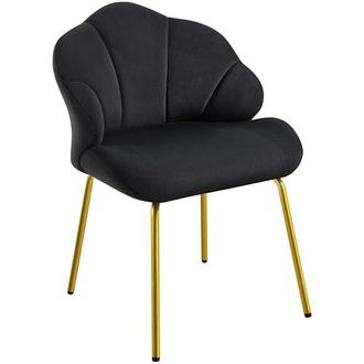 Yaheetech Fauteuil de Salon Moderne, Design Coquillage, Chaise de Chambre &agrave; Coucher Confortable, Rembourr&eacute;, Ergonomique, Fauteuil en Velours avec Dossier, Pieds