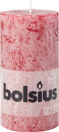 Bolsius Rustic 103867590344 Bolsius Stumpenkerze Dark Red, 6,8 x 6,8 x 13 cm, regul&auml;re Struktur