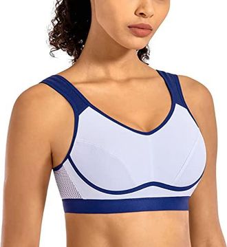 Syrokan Soutien Gorge Femme Sport sans Armature Grande Taille Maintien Extreme Non Rembourré Confort Blanc 95C