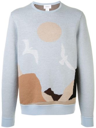 Ports V pull en intarsia - Bleu