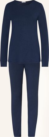 Hanro Schlafanzug Natural Elegance blau