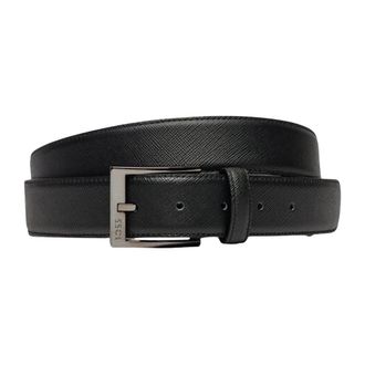 HUGO BOSS Homme, Accessoires, Noir, Taille: 90 CM Ceinture en cuir noir avec boucle logo